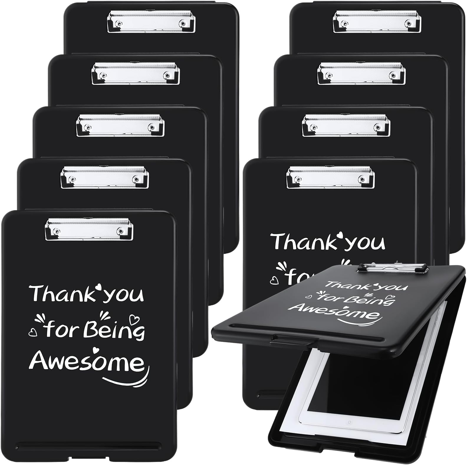 Amazon.com : 10 Pcs Inspirational Clipboard with Storage High Capacity Clip Boards 9.5 x 13.5 ...