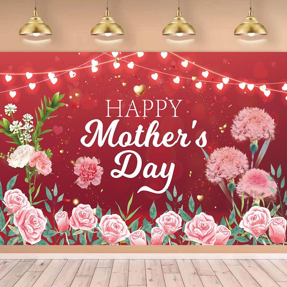 Happy Mothers Day Banner, Large Mothers Day Party Backdrop,Mother's Day ...