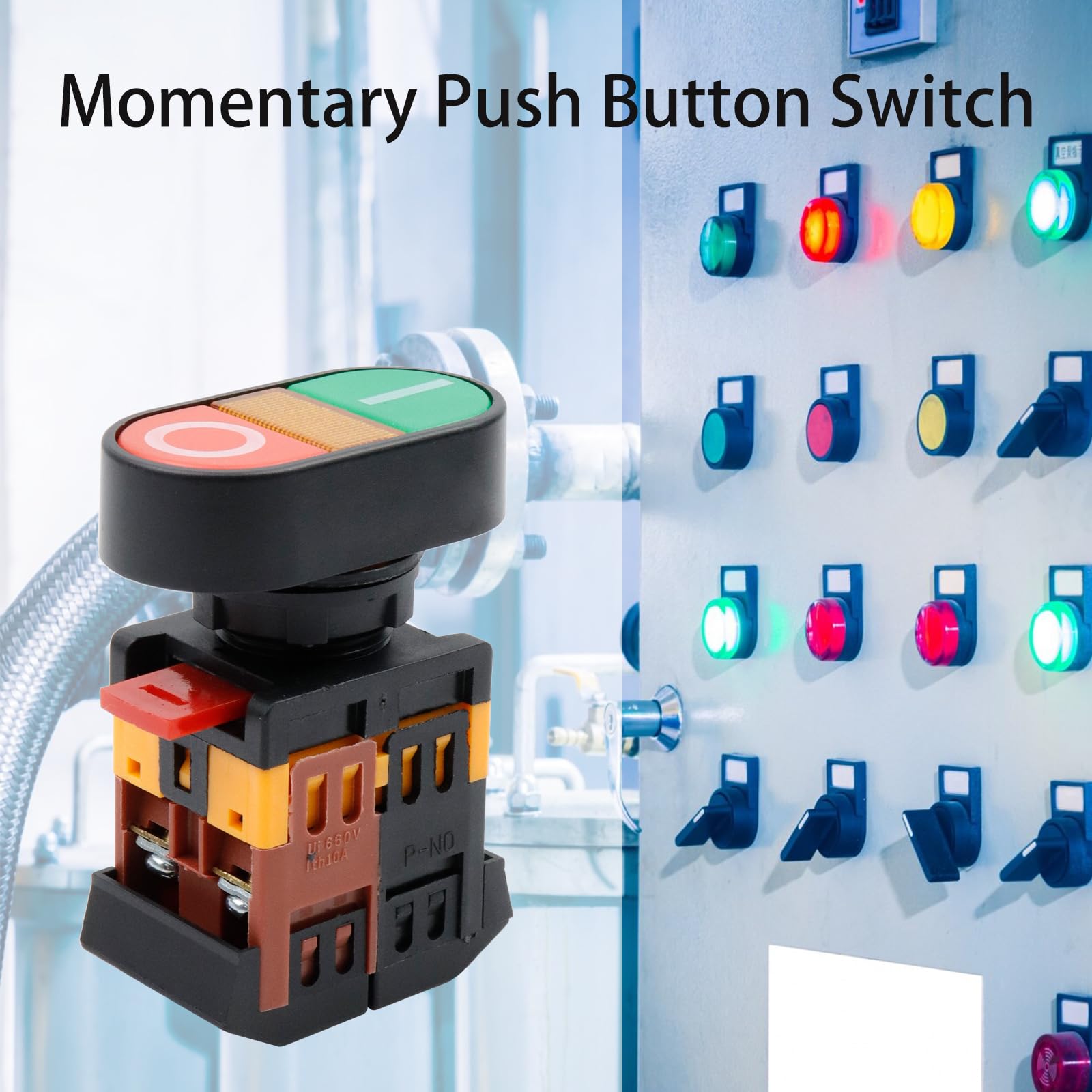 Snapklik.com : Antrader AC 600V 10A ON/Off Start Stop Momentary Push Button Switch