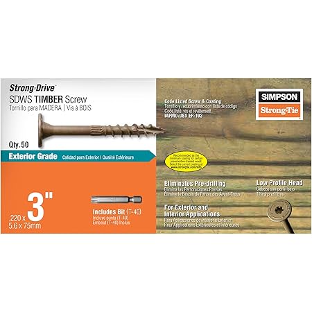 Amazon.com: Simpson Strong-Tie SDWS22500DBMB - 5" x .220 Timber Screws ...
