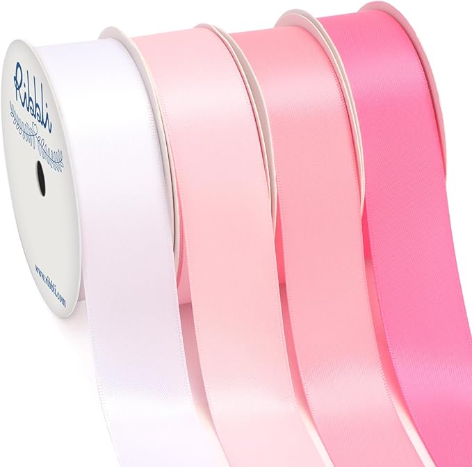 Amazon.com: Ribbli Satin Ribbon 1 Inch x 4 Rolls Total 40 Yards - White ...