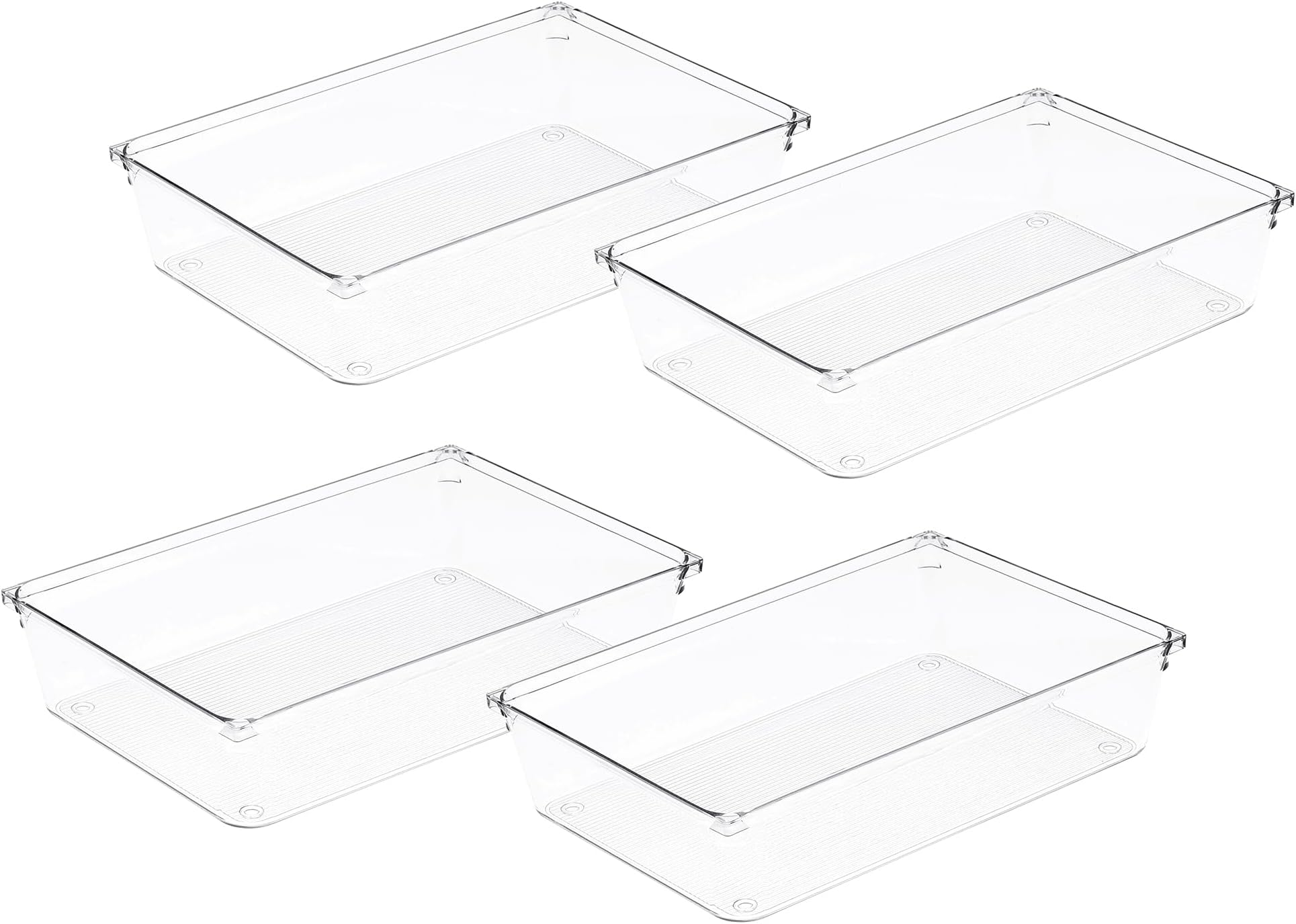 Amtido 3 Pack Drawer Organisers - Sturdy Clear Plastic Storage ...