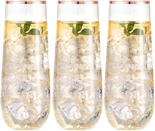Amazon.com | SUT 36 PCS Stemless Plastic Champagne Flutes, 9 Oz Rose ...