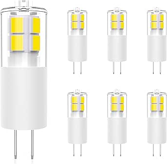 G4 LED Bulb 12V 3W Daylight White - 6-Pack, Low Voltage Landscape Light Bulbs, JC Bi-Pin Base ...