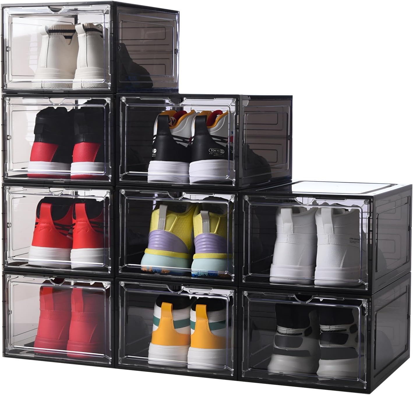 Amazon.com: Yimeka Shoe Box, Shoe Organizer Display Case, 3-Pack, Clear ...