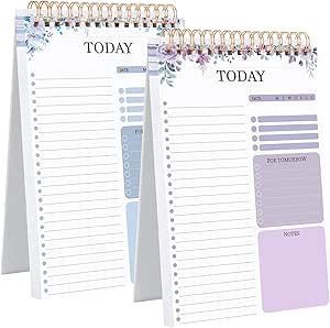 2 Pack To Do List Notepad, Undated Daily Planner Notebook A5 Spiral 104 ...