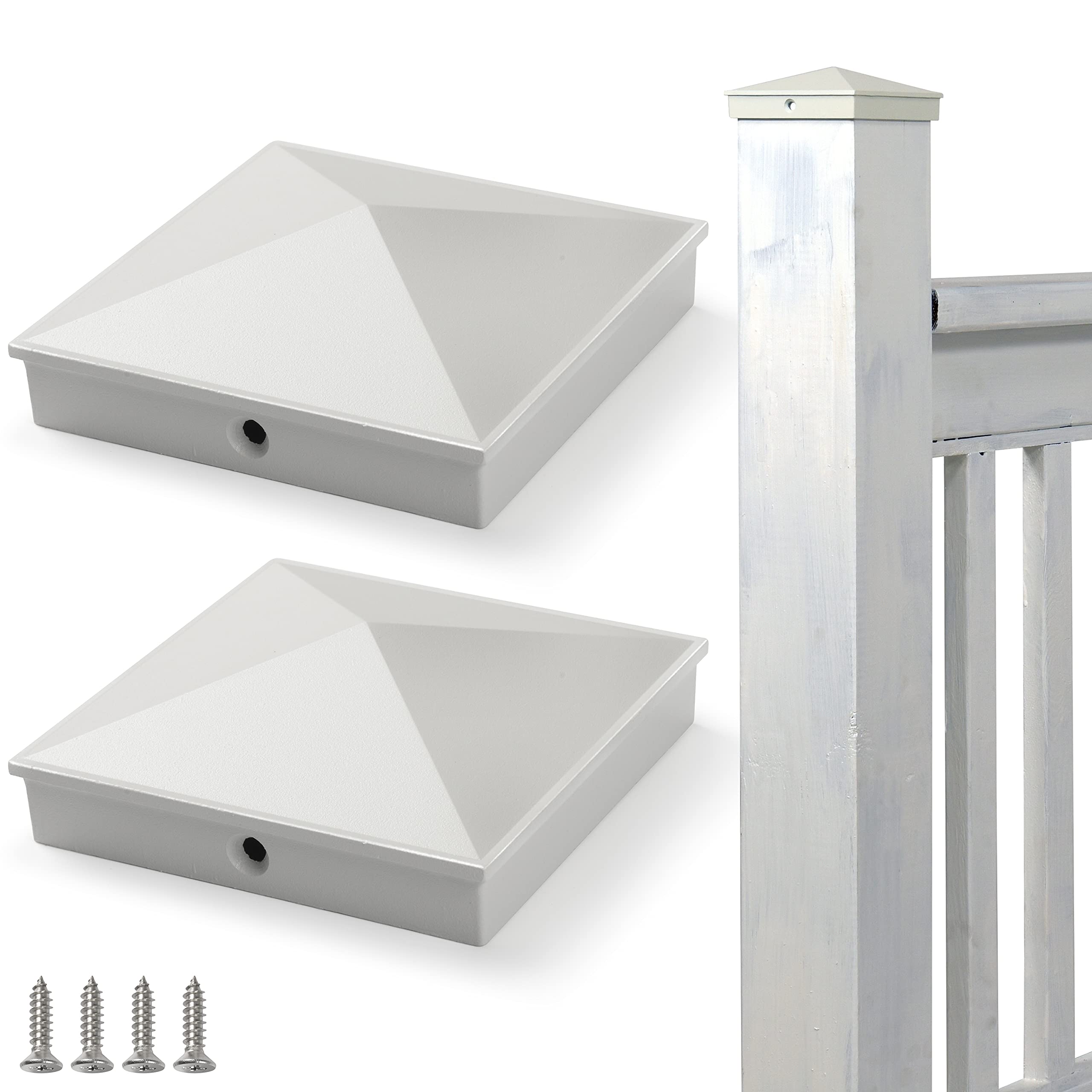 Buy 4.5"x4.5"(Actual Installation: 4"x4") Aluminum Pyramid Fence Post ...