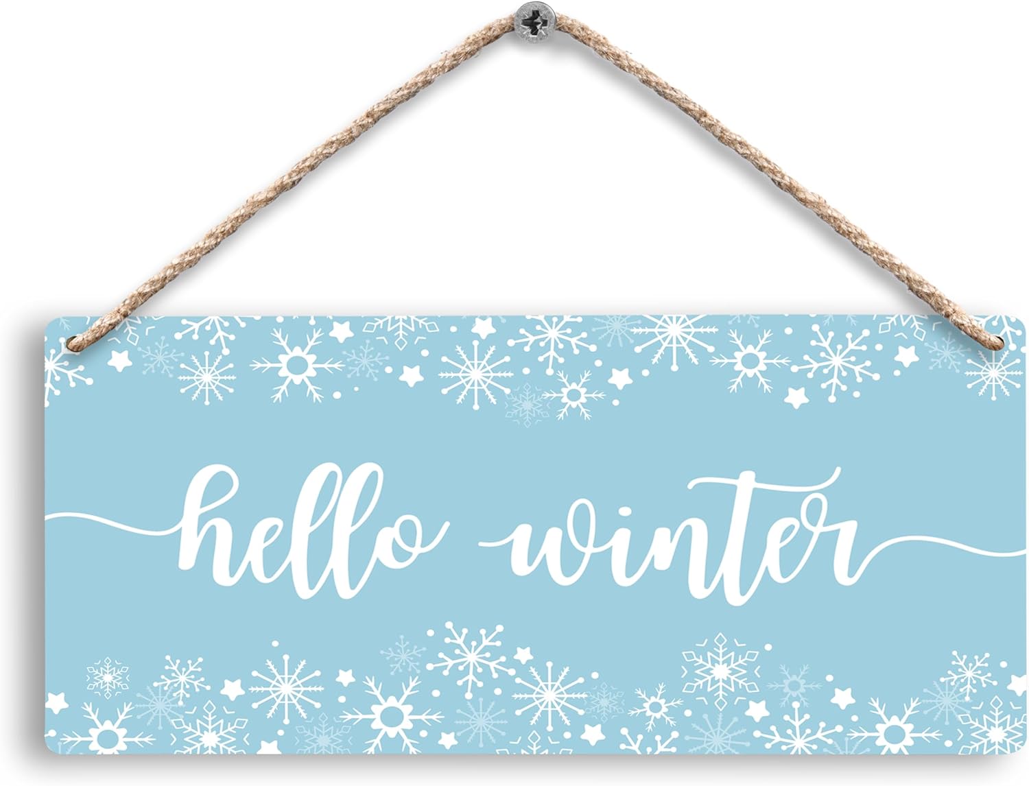 Amazon.com: FUGWN Blue Hello Winter Snowflakes Hanging Wooden Signs ...