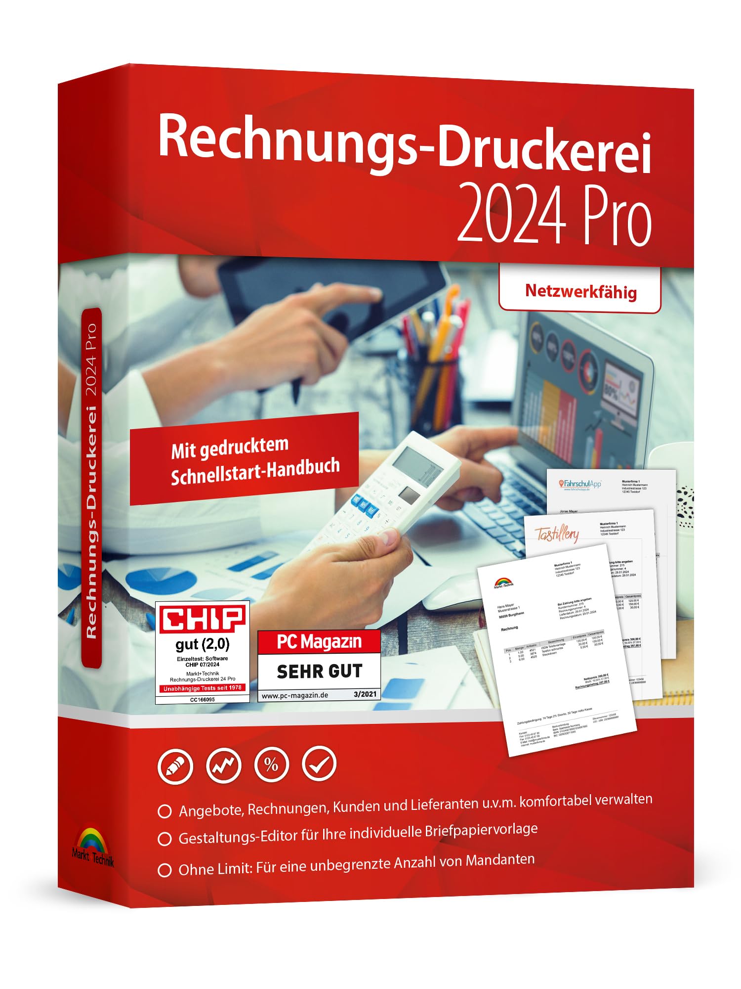 Rechnungsdruckerei 2024 PRO für Unternehmer und Handwerker - Rechnungen, Lieferscheine, Angebote ...