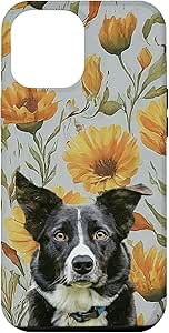 Amazon.com: iPhone 14 Pro Max Border Collie Vintage Yellow Calendula ...