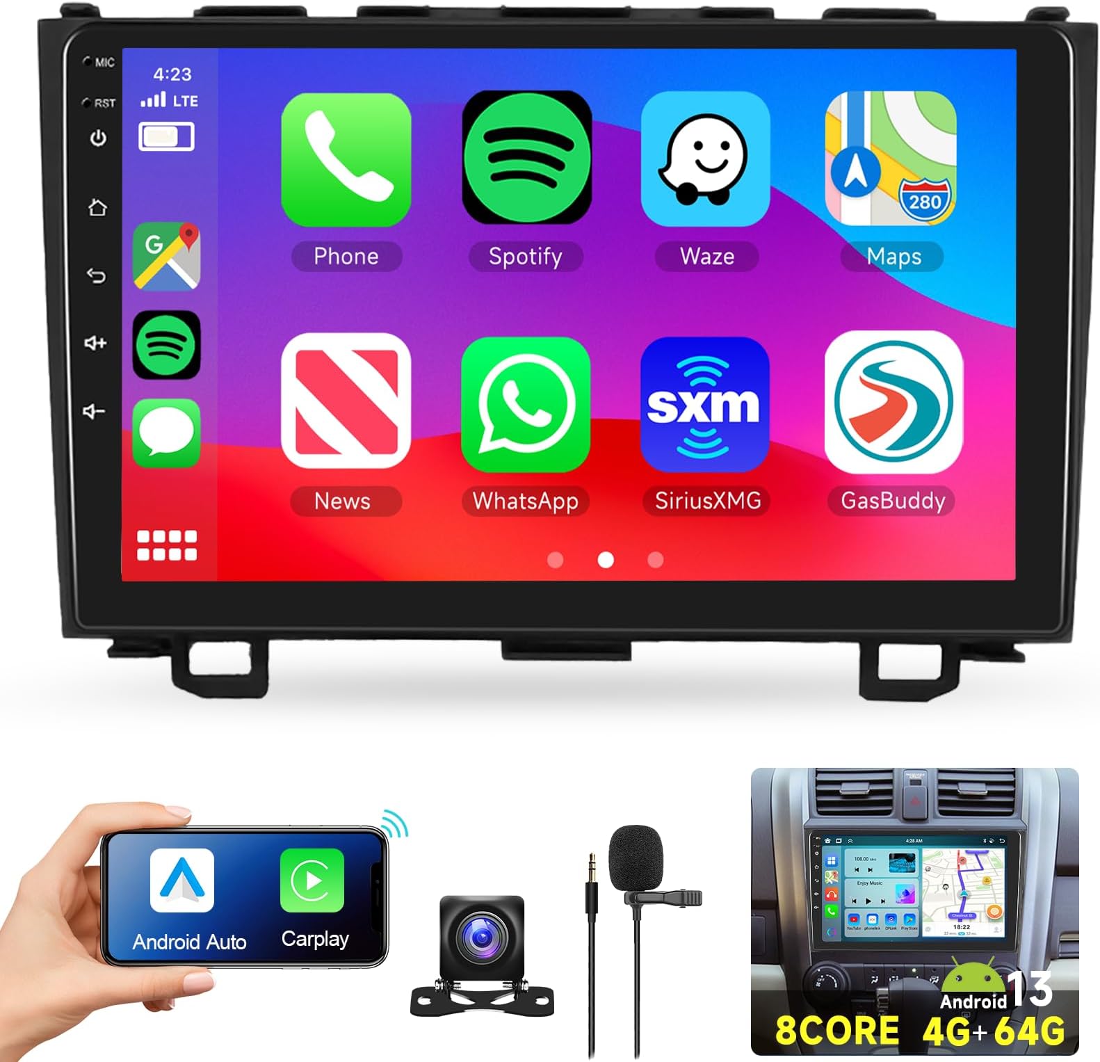 Amazon.com: 8 CORE 4G+64G Car Radio for Honda CRV 2007 2008 2009 2010 ...