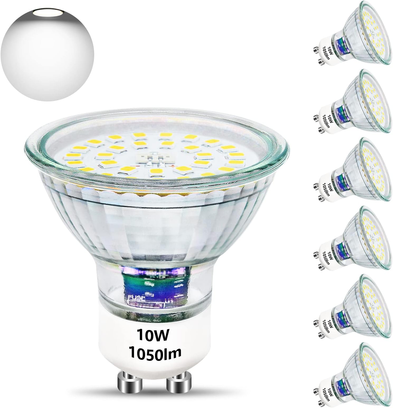 Unikcst GU10 LED Light Bulbs 1050lm,Cool White 10W Spotlight Replaces ...