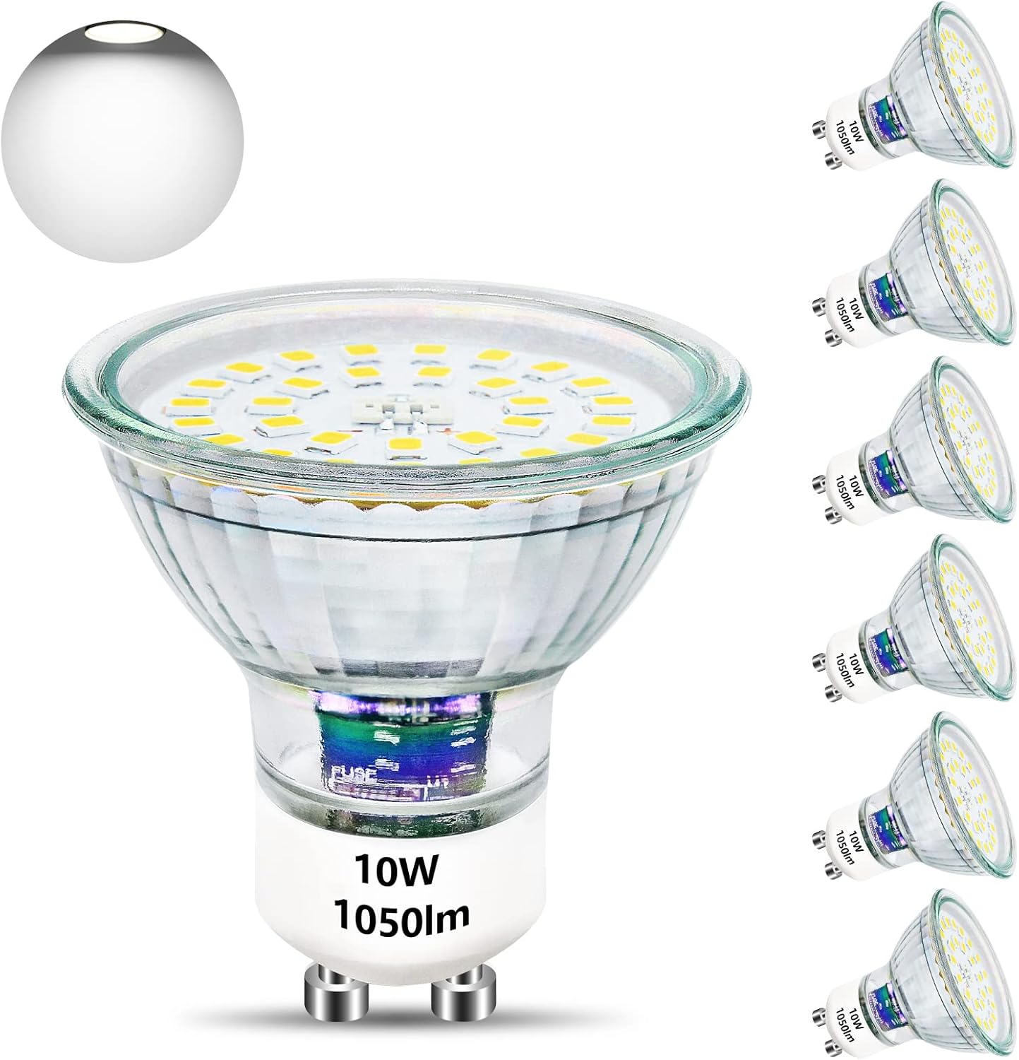 Unikcst GU10 LED Light Bulbs 1050lm,Cool White 10W Spotlight Replaces ...