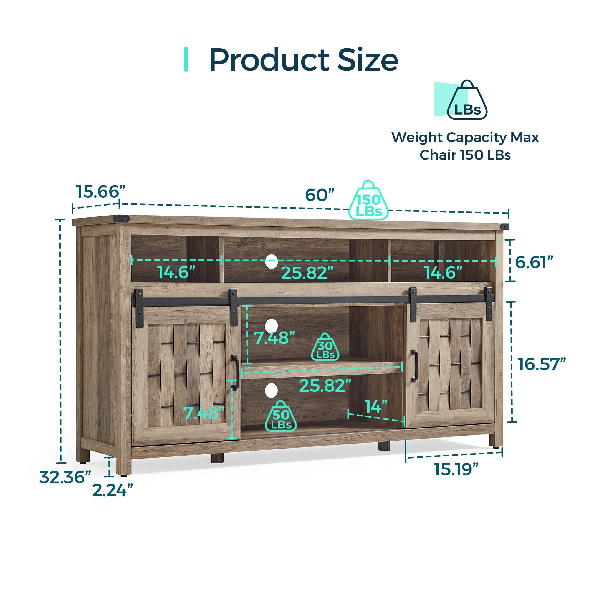 Snapklik.com : LINSY HOME Farmhouse TV Stand For 65 Inch TV, Tall ...