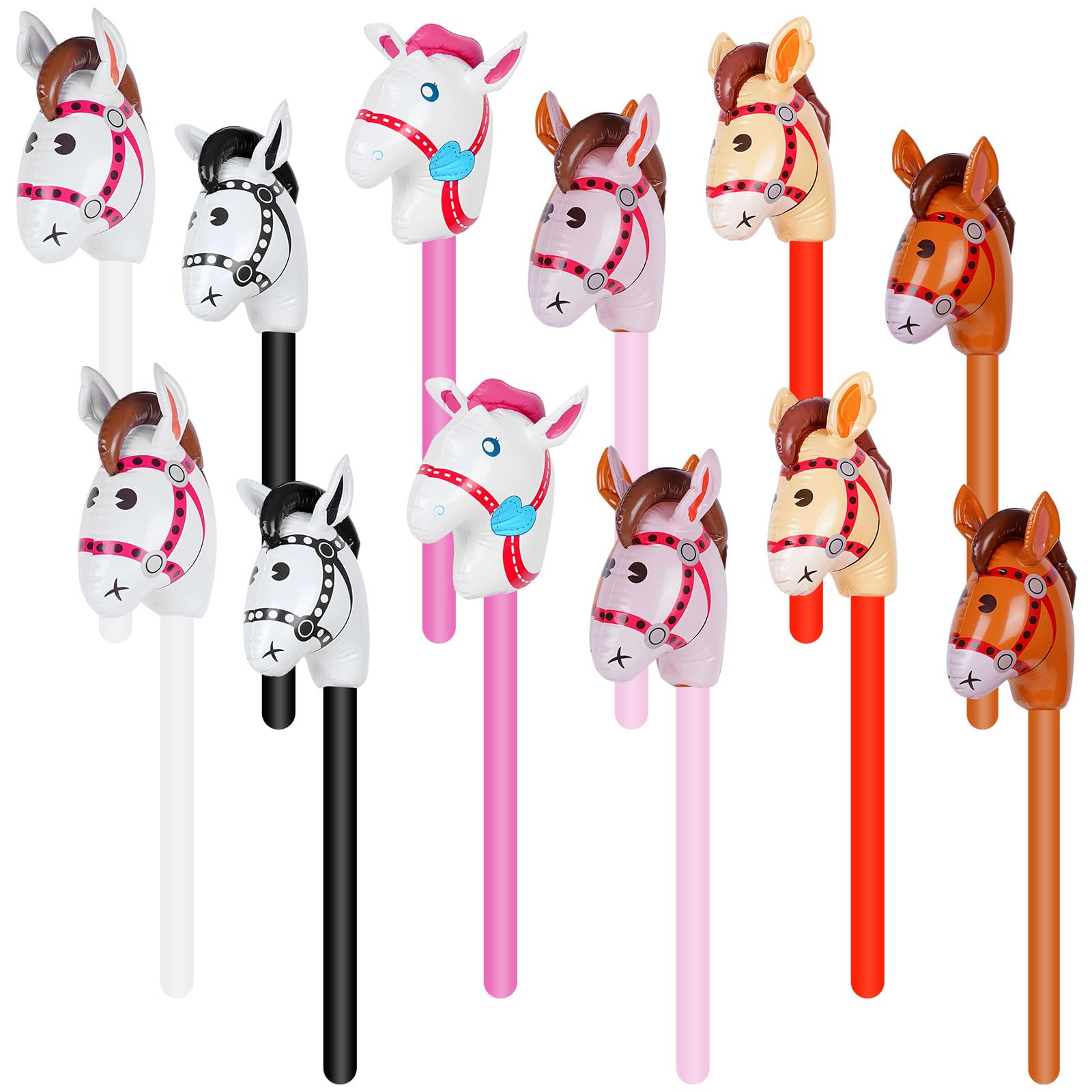 Western Theme Party Supplies 12 Pack Inflatable Stick Horses - 40 Inch ...