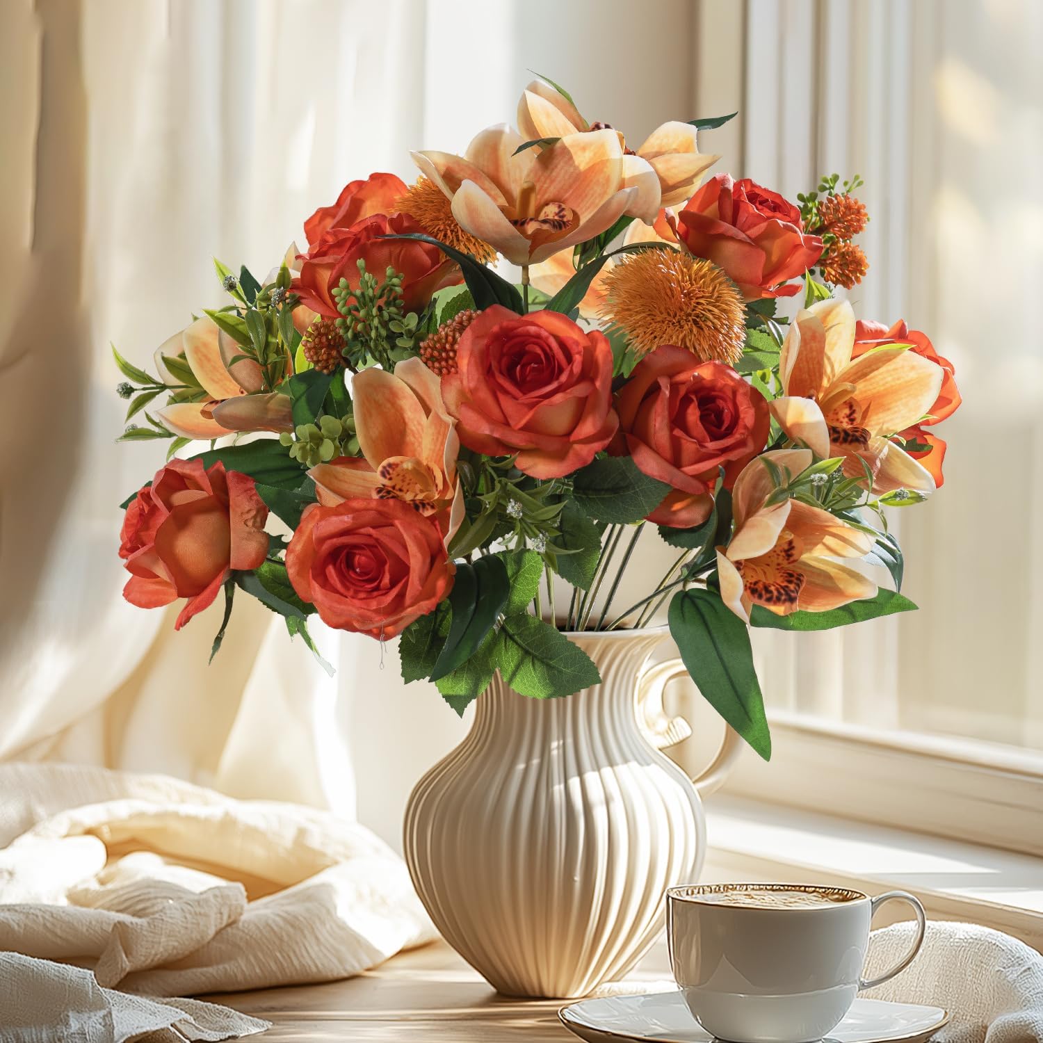 Amazon.com: Bailikang 2PCS Artificial Flowers Indoor-Silk Flower ...