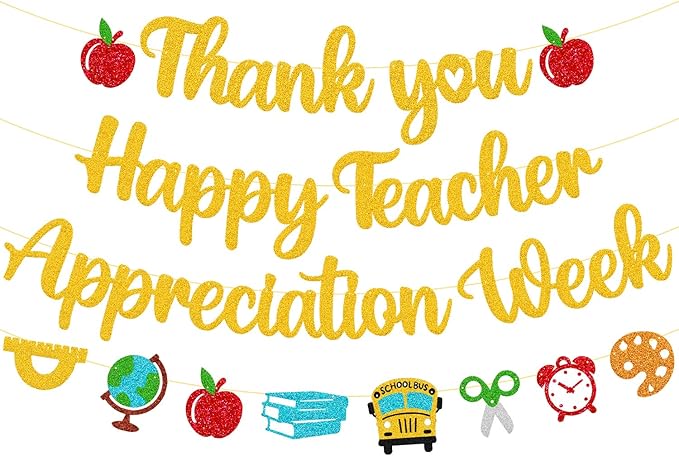 Amazon.com: Thank You Happy Teacher Appreciation Week Banner Thank You ...