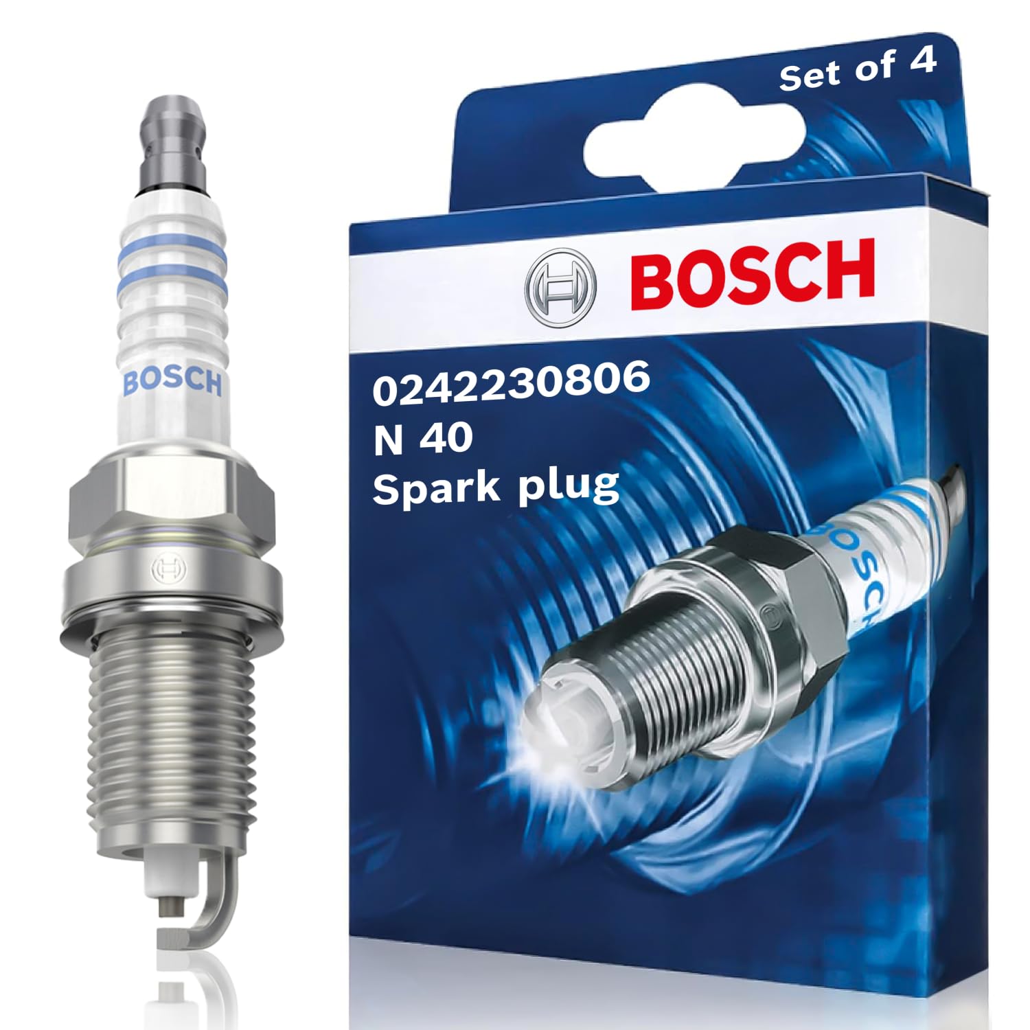 Bosch 0242230806 (N40), Spark Plug Set of 4 - for a Reliable Gasoline ...