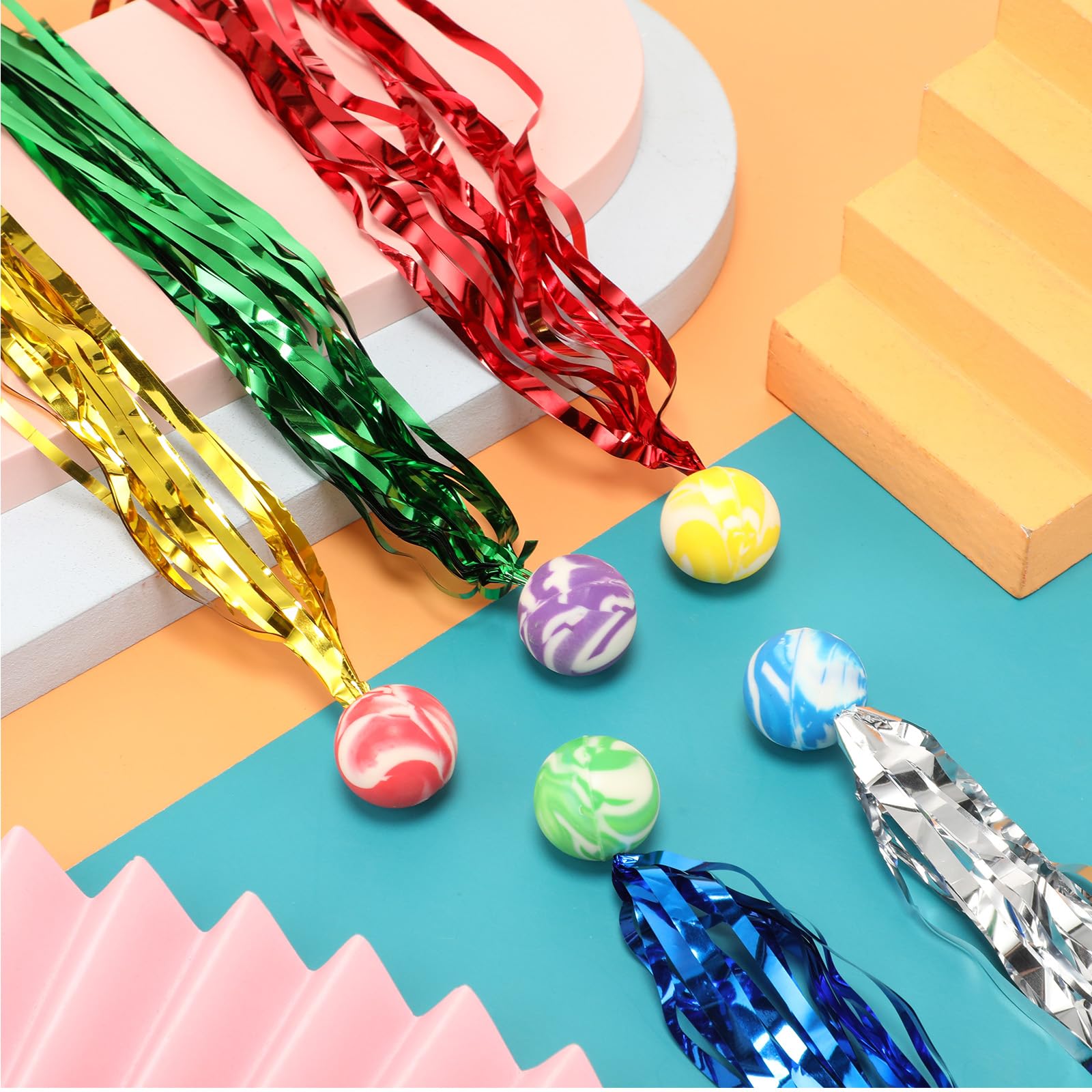 Snapklik.com : Leyndo 100 Pcs Colorful Streamer Balls Rubber Comet Ball ...
