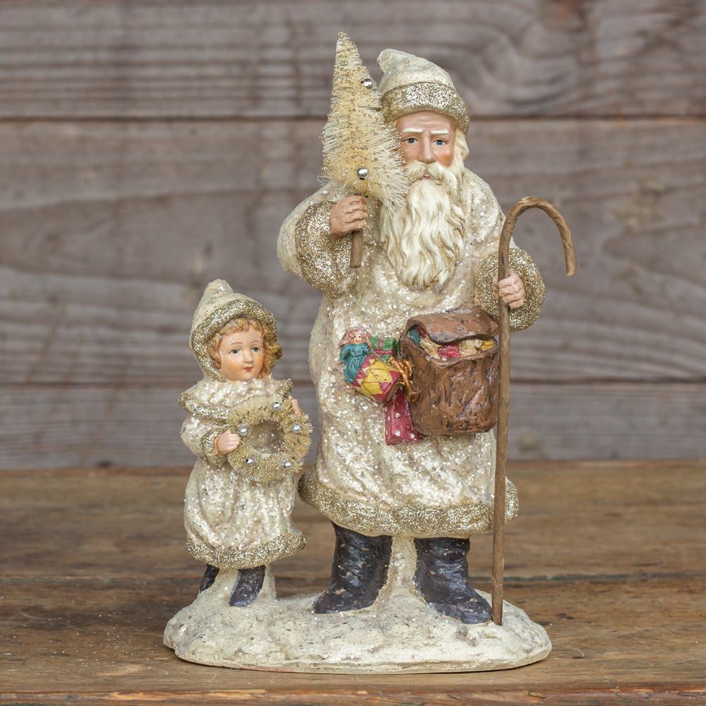 Amazon.com: Ragon House Glitter Ivory Santa with Child Figurine : Home ...