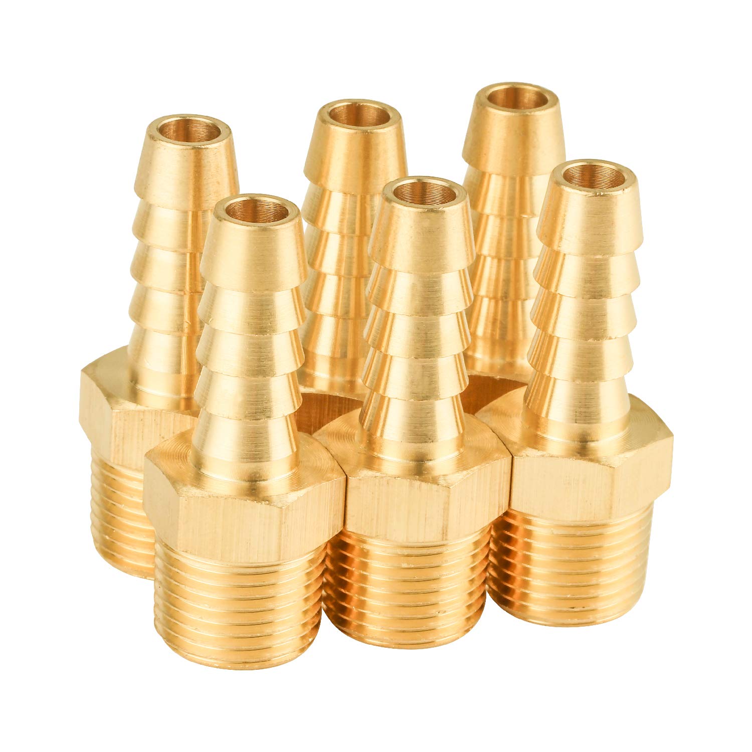 Snapklik.com : 6-Pack 3/8 Inch Hose Barb Fittings, Brass Air Hose ...