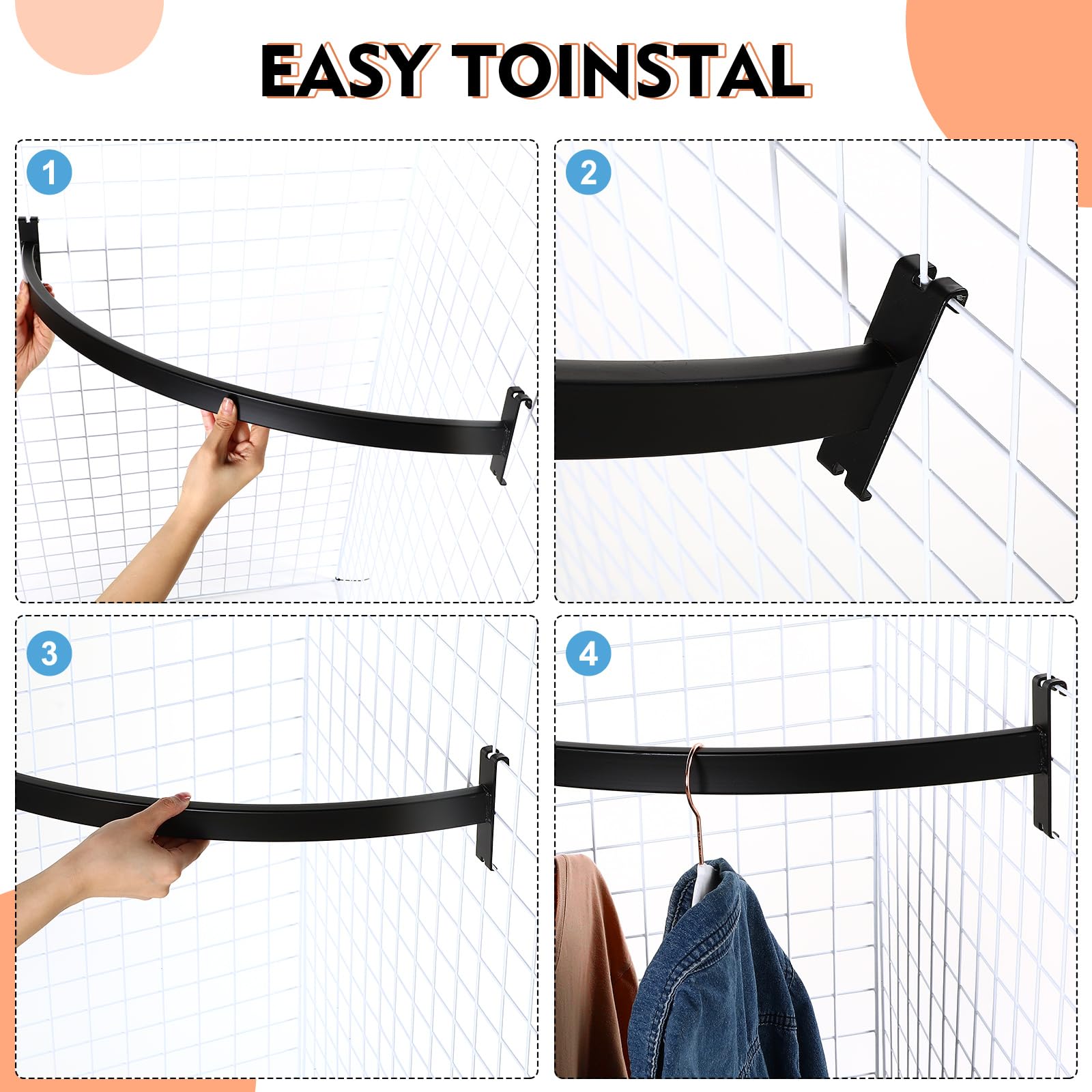 Snapklik.com : Yaocom 2 Pcs Quarter Circle Hangrail For Wire Grid - 30 ...