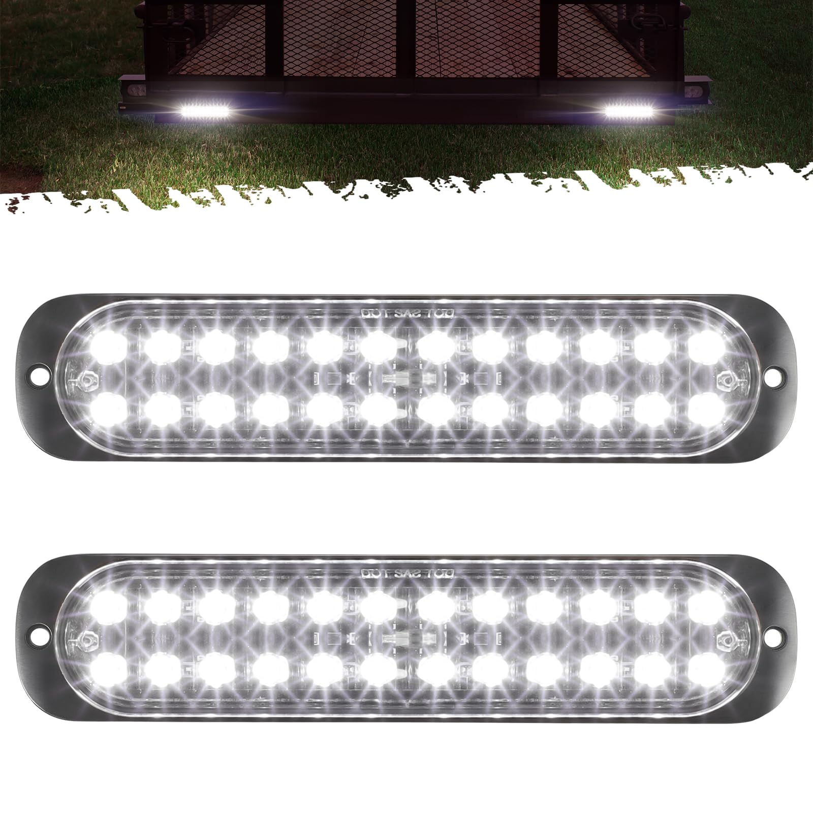 Amazon.com: Partsam 2Pcs 7.5 inch Aluminum Housing White 24LEDs Trailer ...