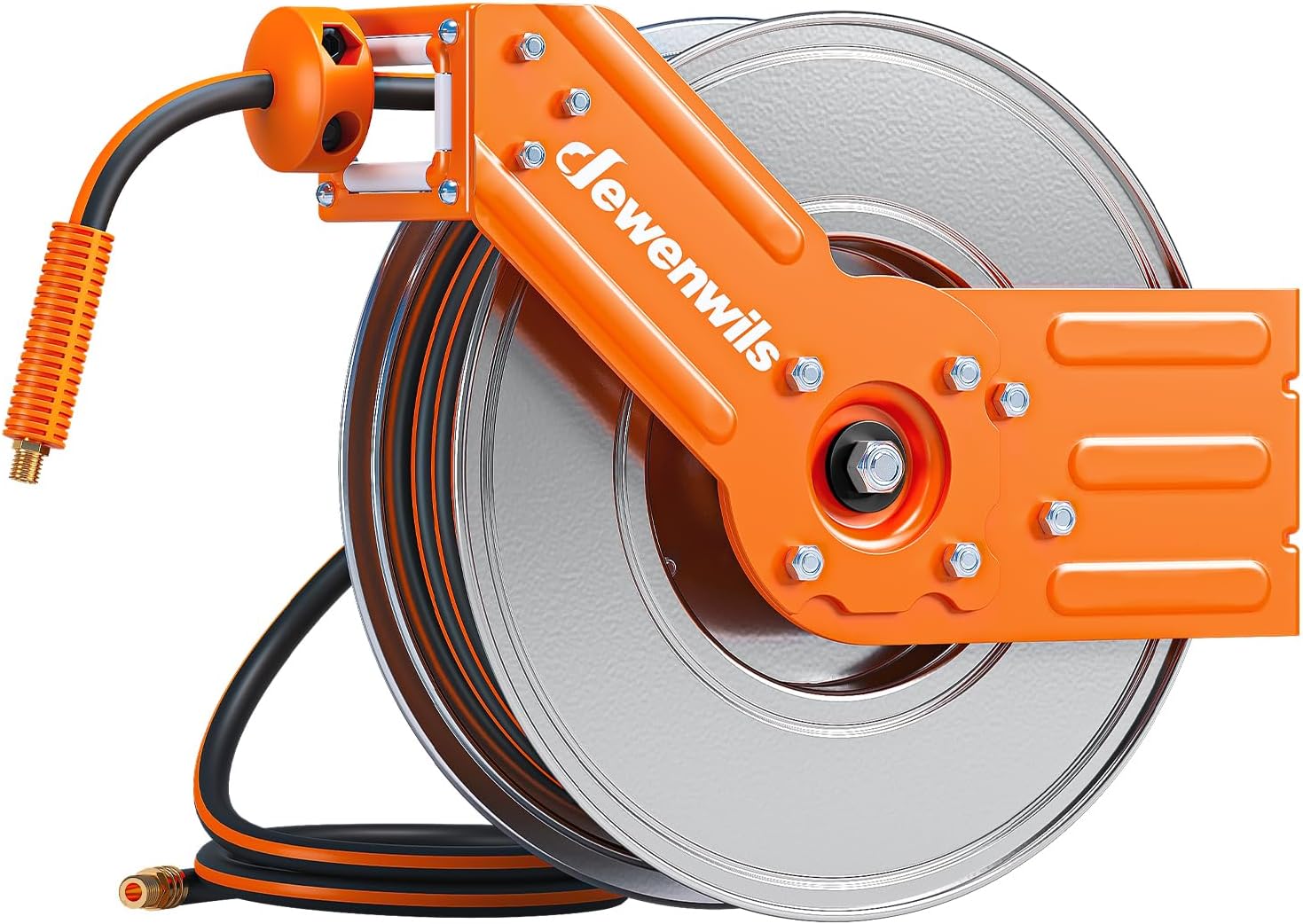 Retractable Air Hose Reel, 3/8 IN x 50 FT Hybrid Air Hose Max 300PSI ...