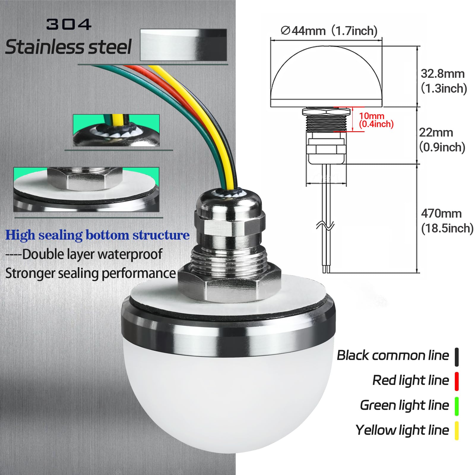 Machine Equipment Alarm Beacon 24V With Buzzer - 3 Color LED Signal ...