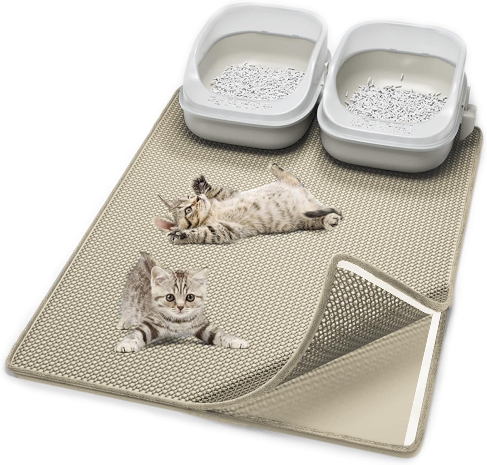Amazon.co.jp: Norvy 猫砂マット大サイズ 75 × 55 cm 完全に開いた 猫マット 猫砂取りマット 蜂房の設計 猫マット ...