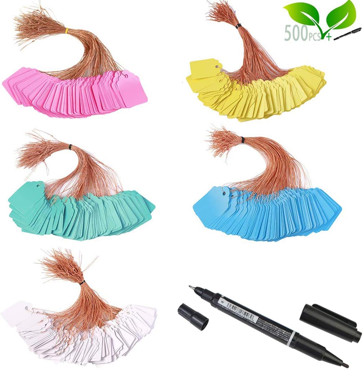 Amazon.com: 500pcs Waterproof Tags with String,Plastic Reusable Labels ...