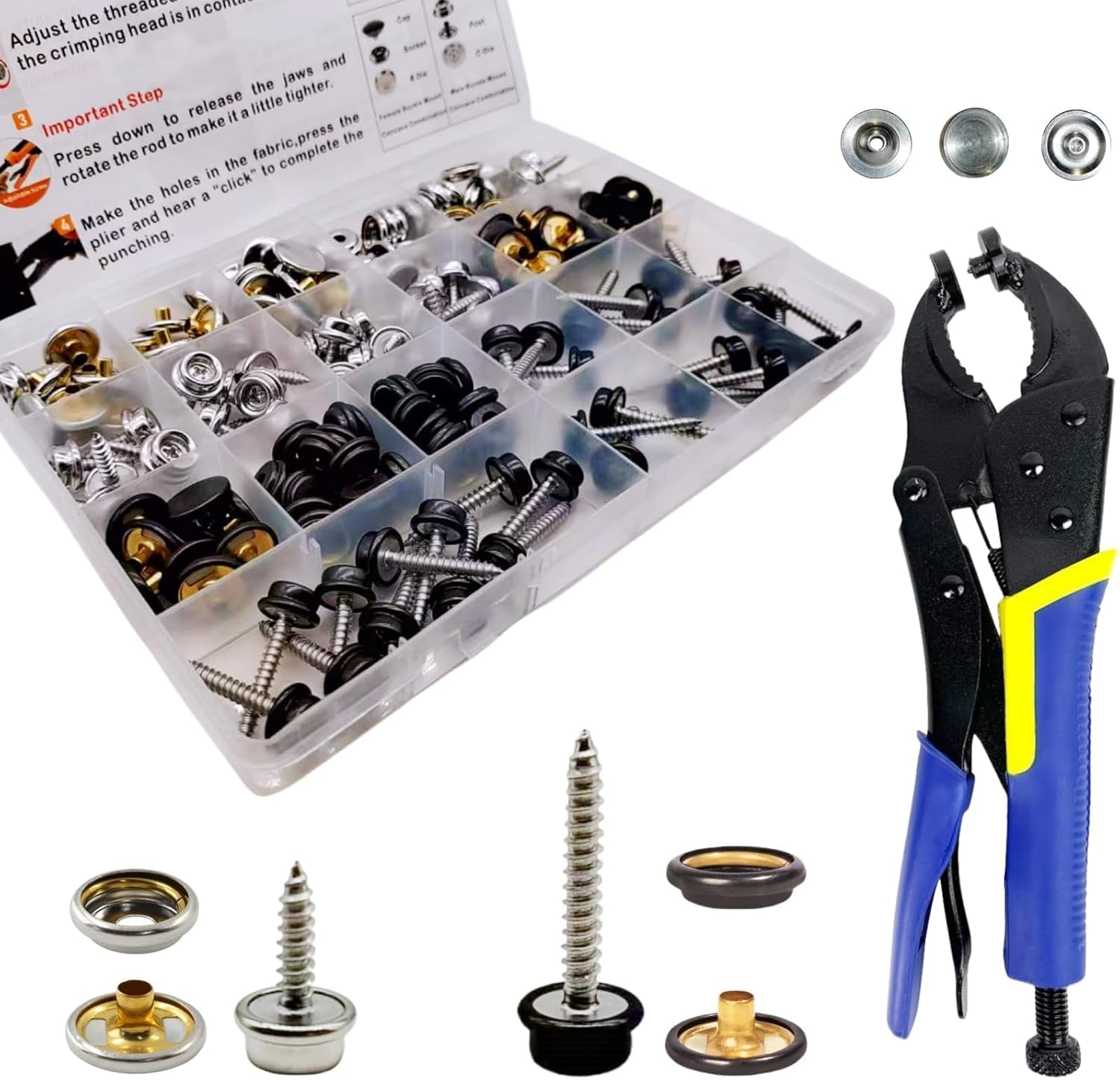 Amazon.com: SUNOR Canvas Snap Kit Heavy Duty Screw Snap Fastener Tool ...