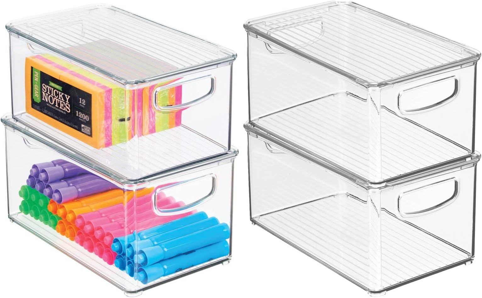 Amazon.com: mDesign Plastic Storage Bin Box Container with Lid and ...