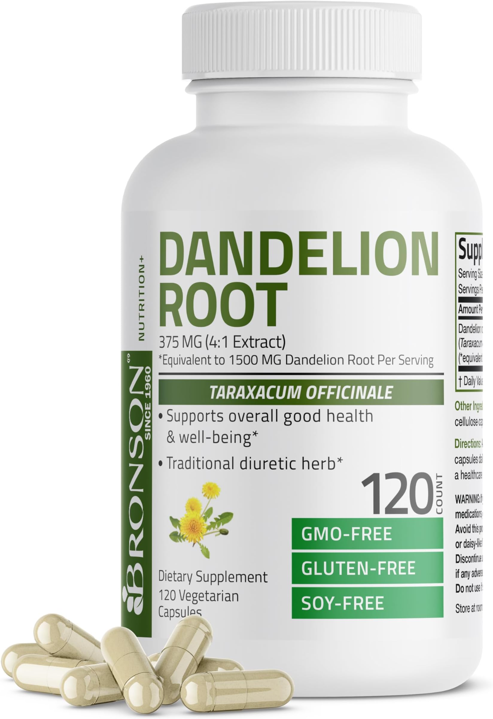 Amazon.com: NOW Foods Dandelion Root 500 mg Caps, 100 ct : Health ...