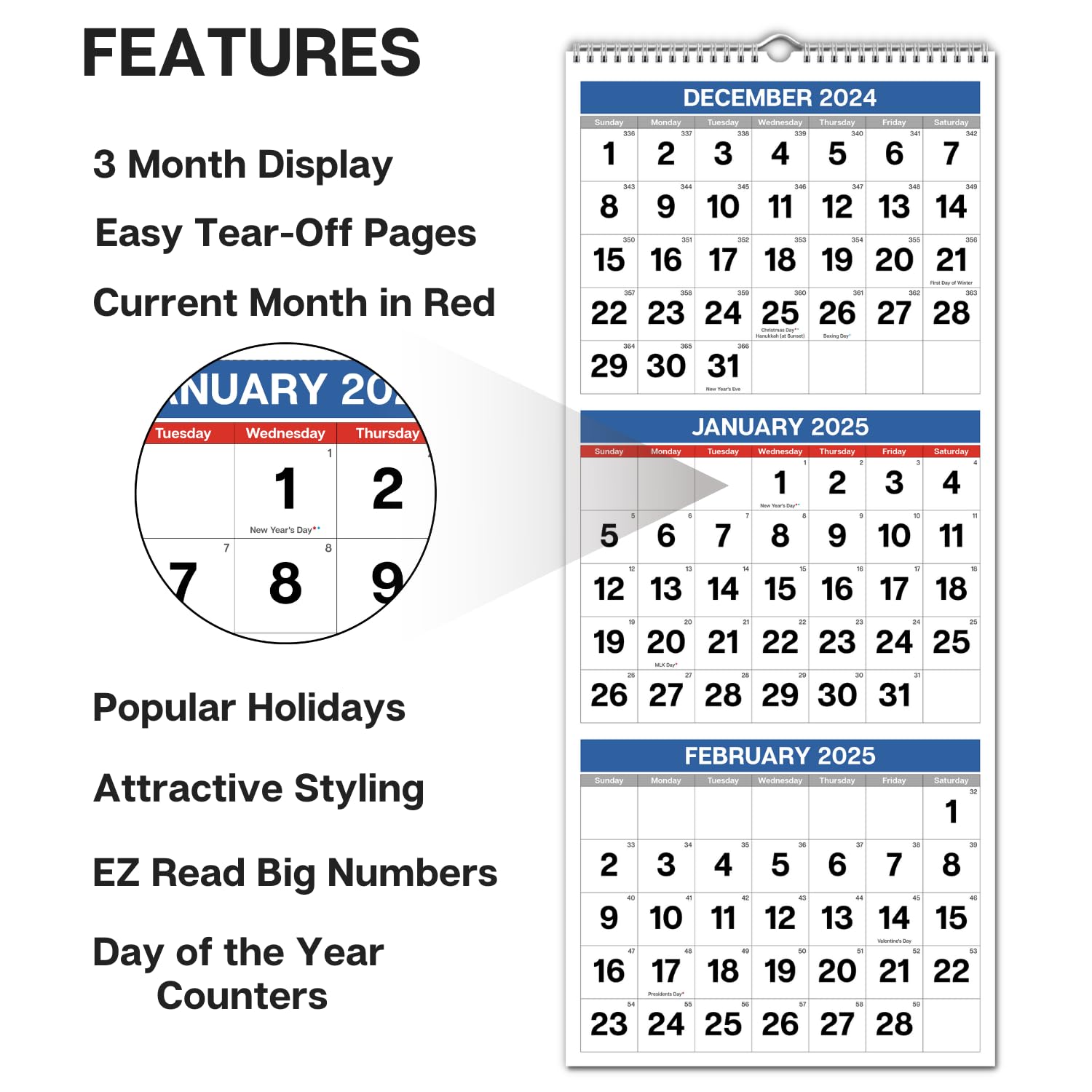 Dunwell Three Month View Calendar 2023-2024, Use to December 2024, 3 ...