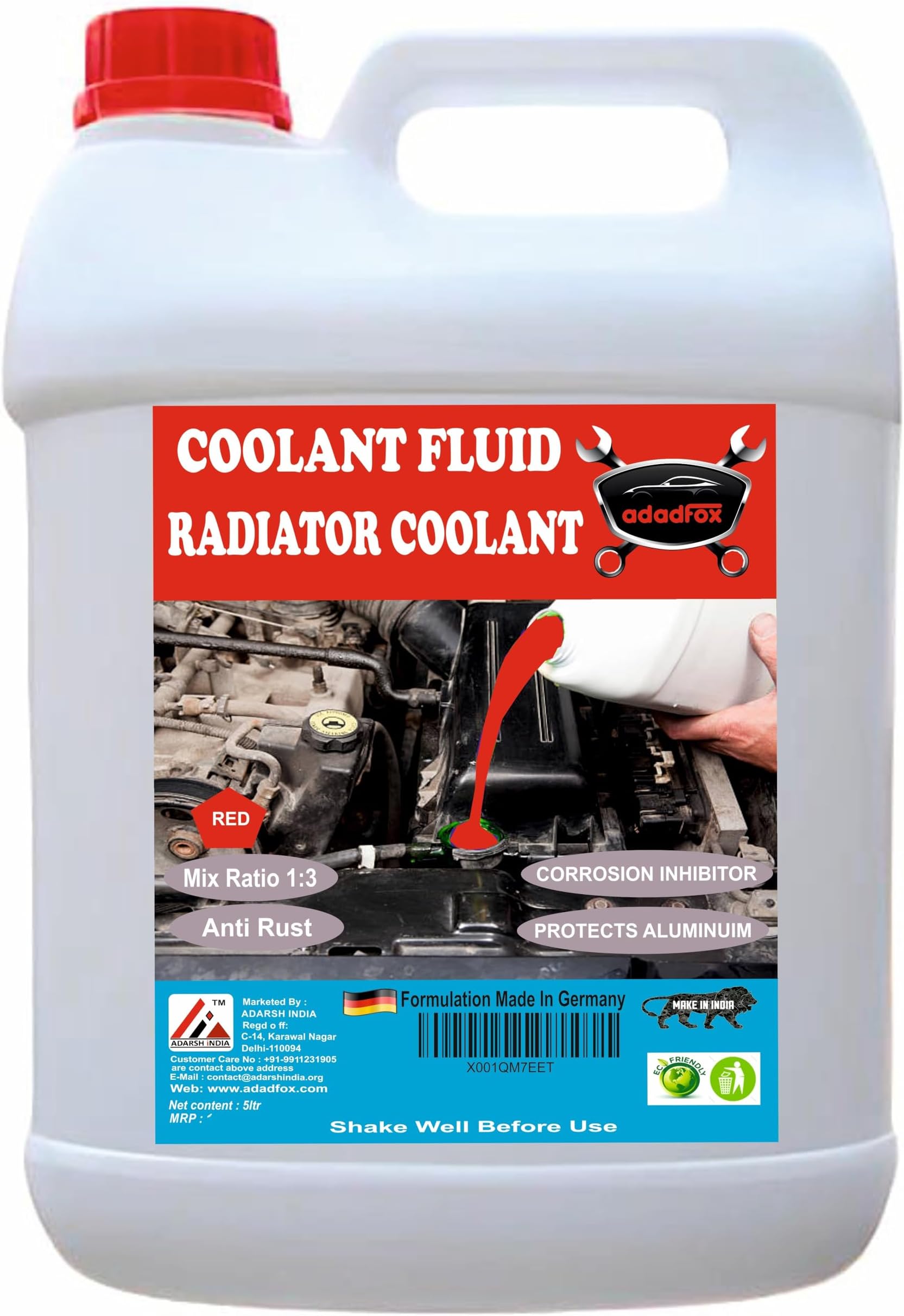 ADADFOX Radiator Coolant Concentrate (5 L, RED) | Mix Ratio 1:3 ...