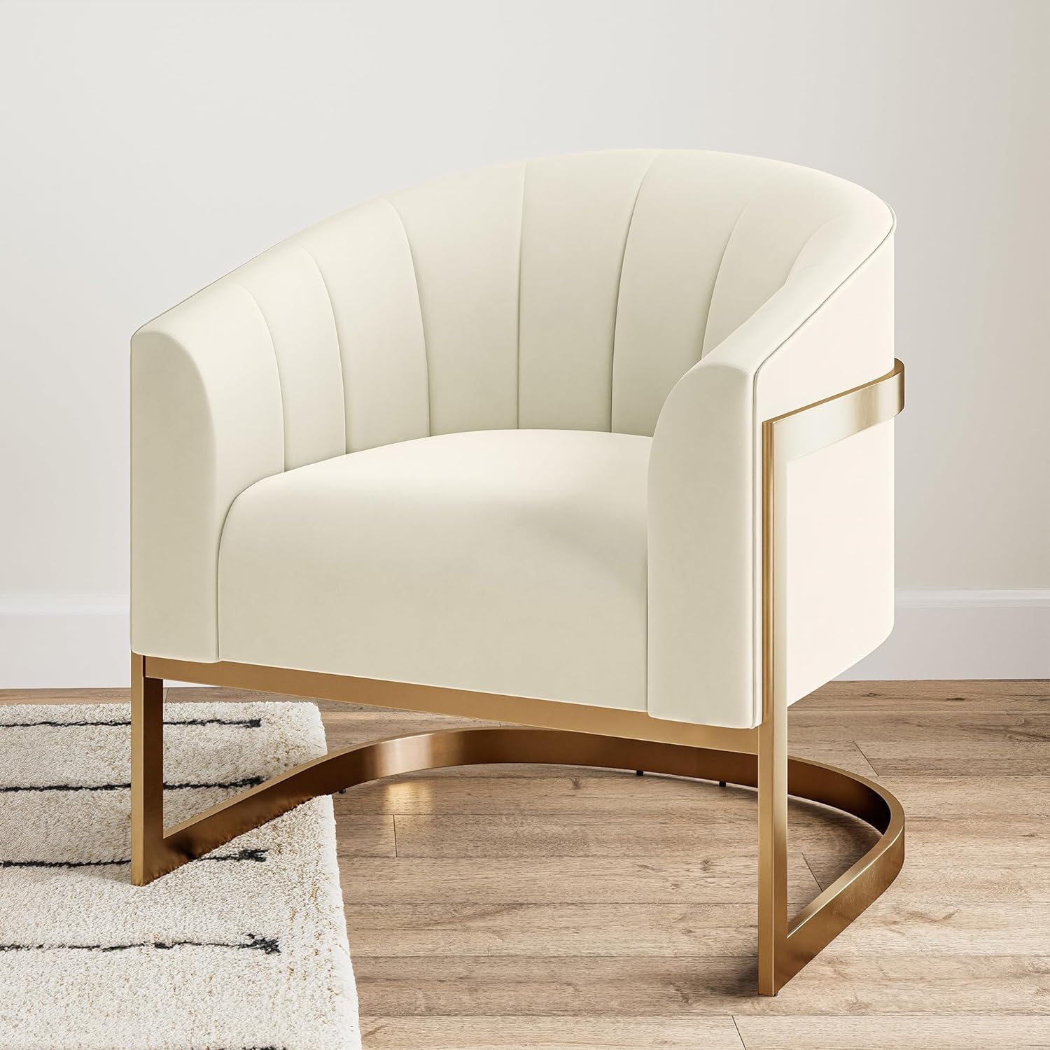 Amazon.com: BELLEZE Modern Barrel Chair, Upholstered Velvet Accent ...