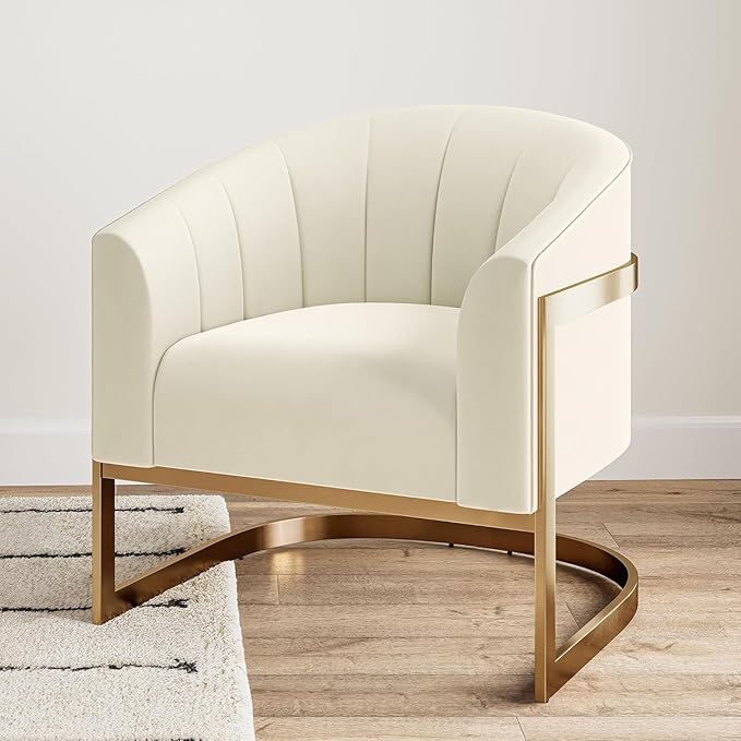 Amazon.com: BELLEZE Modern Barrel Chair, Upholstered Velvet Accent ...