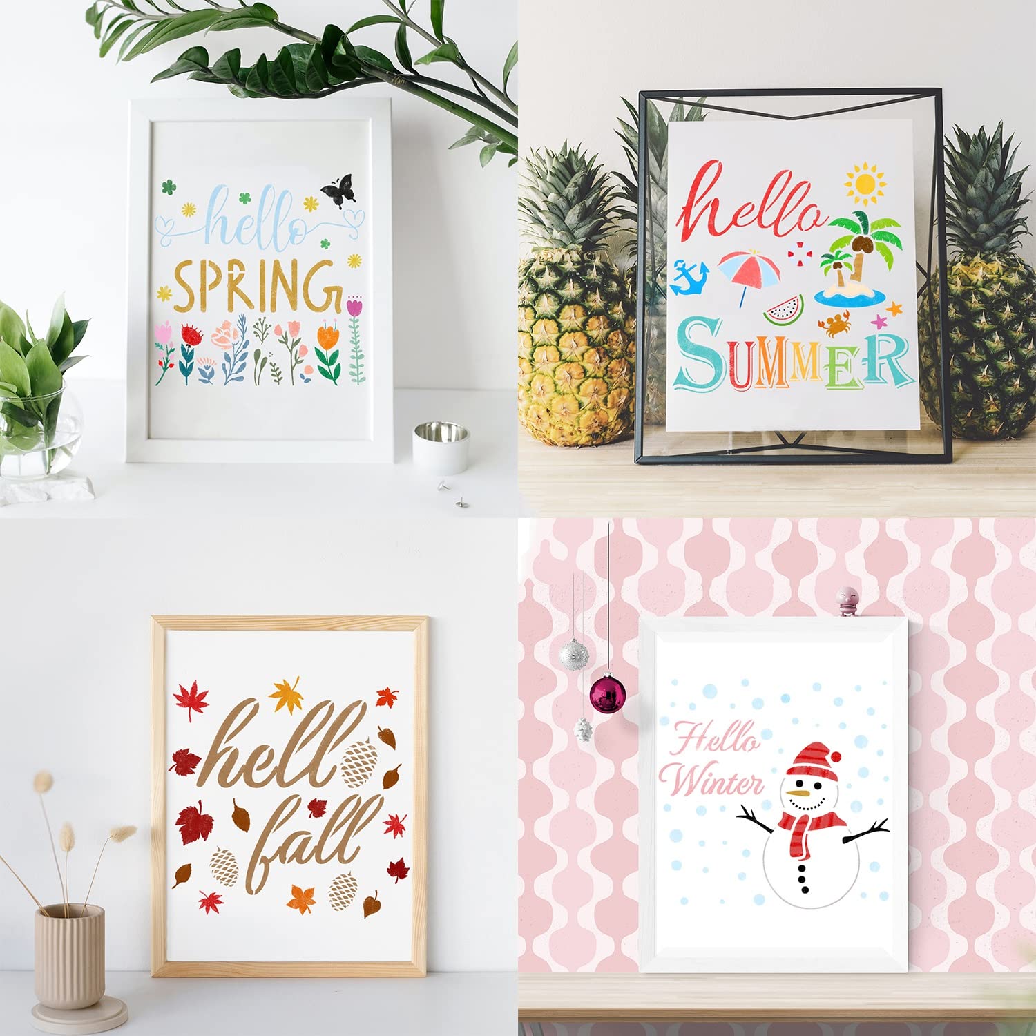 Snapklik.com : 16 Piece Seasonal Home Sign Stencils - Reusable Festival ...