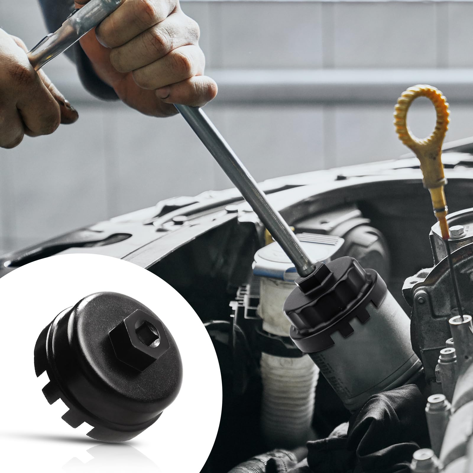 Amazon.com: Bestmoy Oil Filter Cap Wrench Tool - 64mm & 14 Flute Oil ...