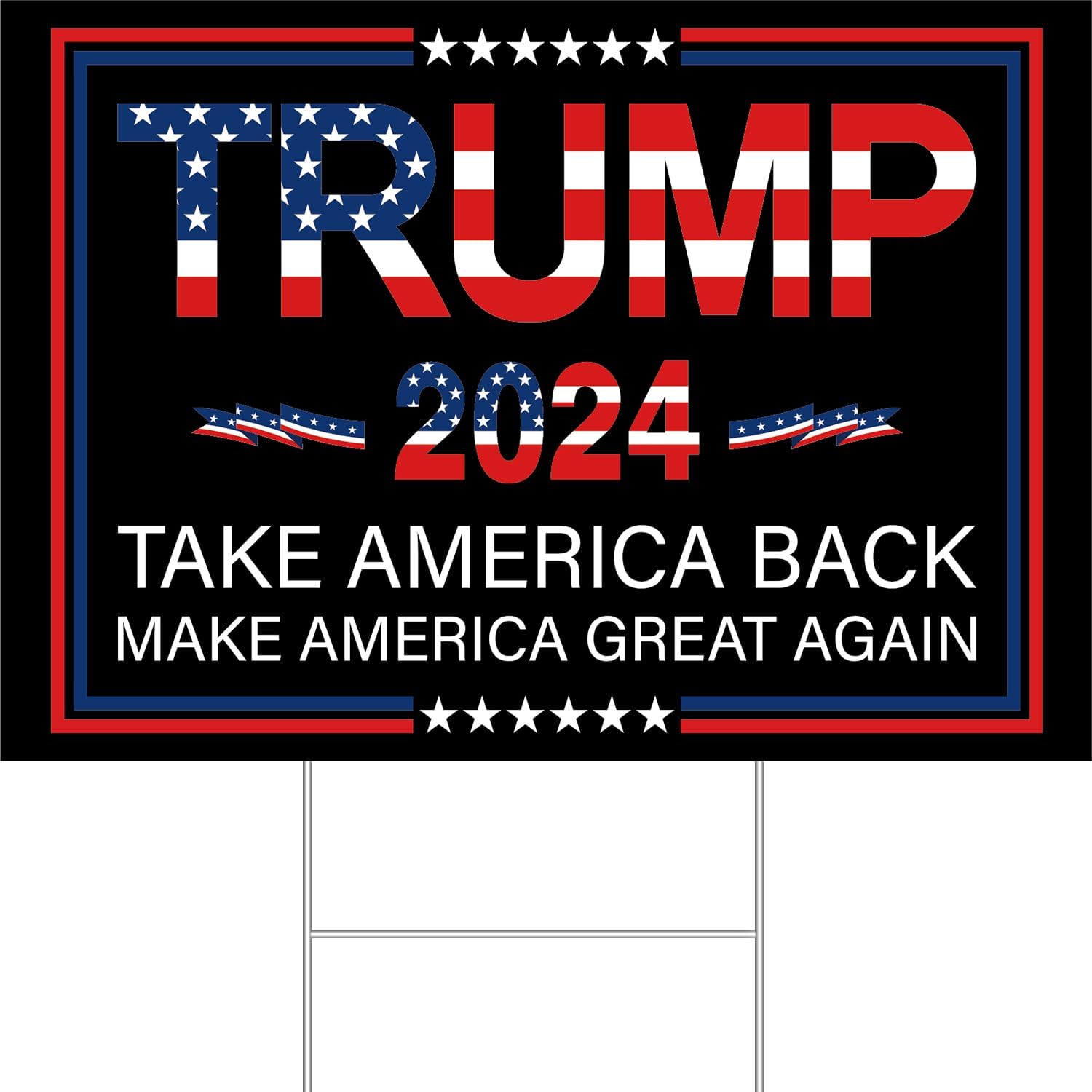 Amazon.com : Trump 2024 Yard Sign with H-Stakes - Double Sided 18x12 ...
