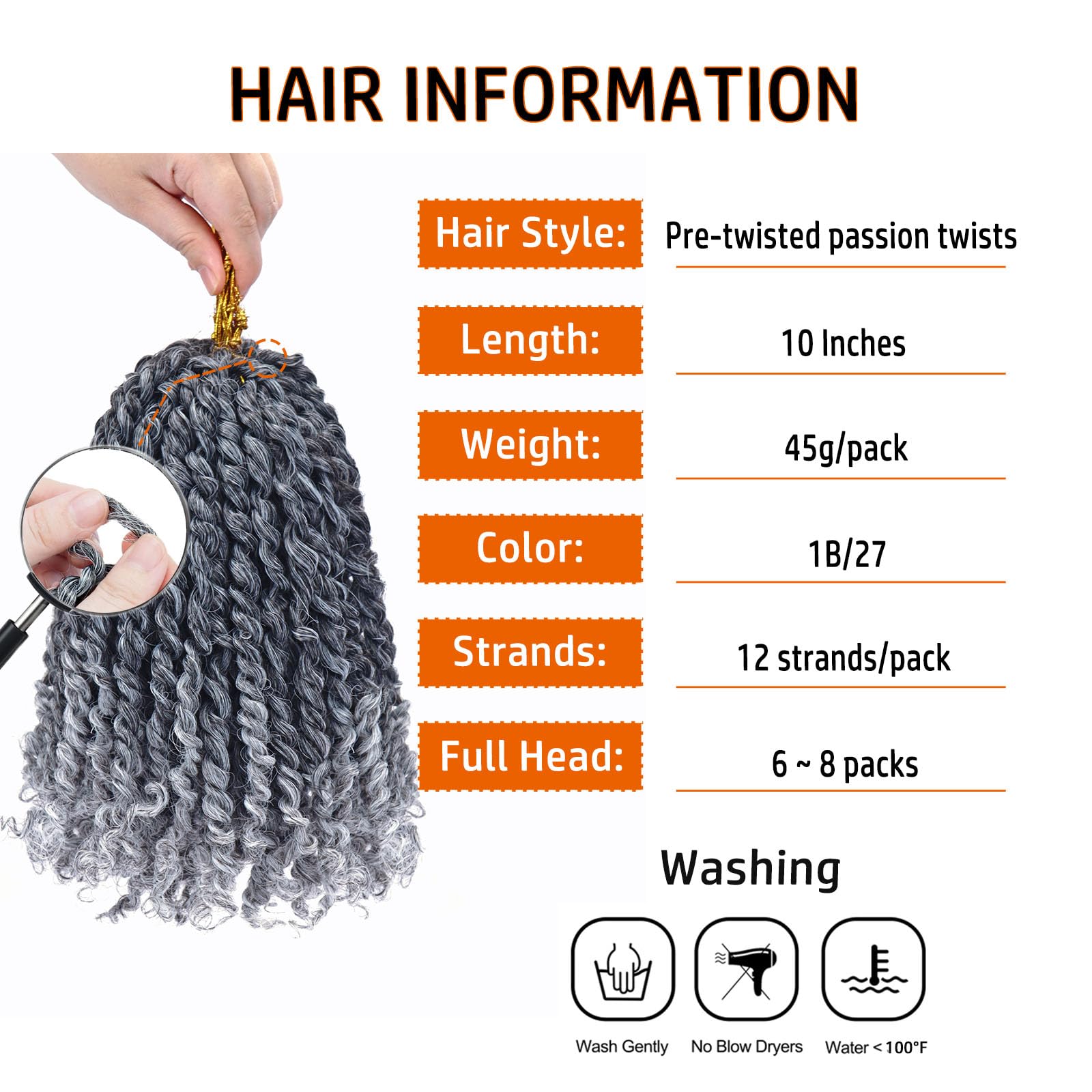 Pre-twisted Passion Twist Hair 10 Inch 8 packs Short Passion Twist ...