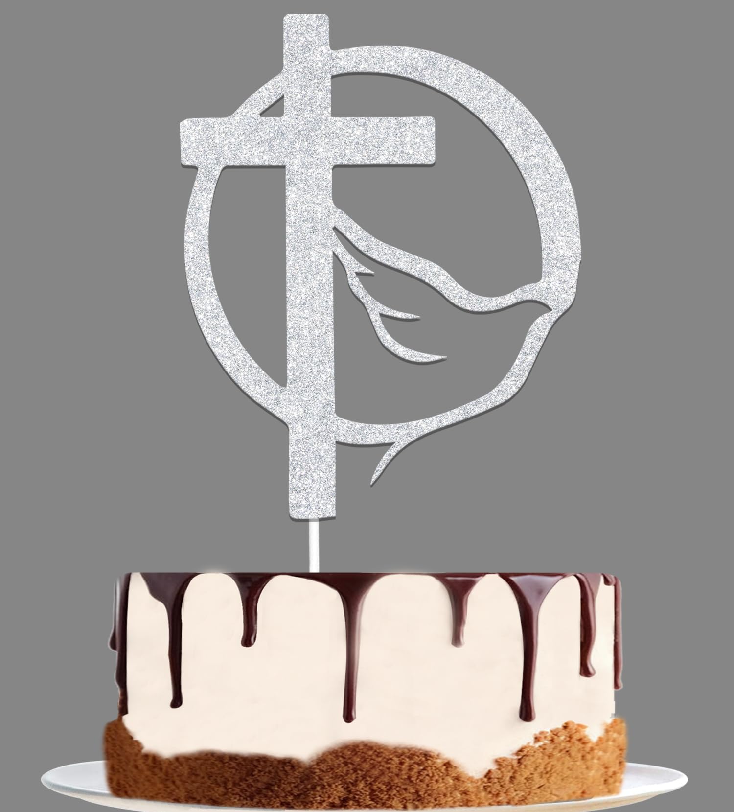 Snapklik.com : Silver Glitter Cross Cake Topper,Confirmation Baptisms ...