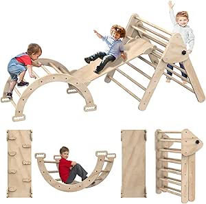Amazon.com: Baoniu Foldable Climbing Triangle Ladder Toys with Ramp for ...