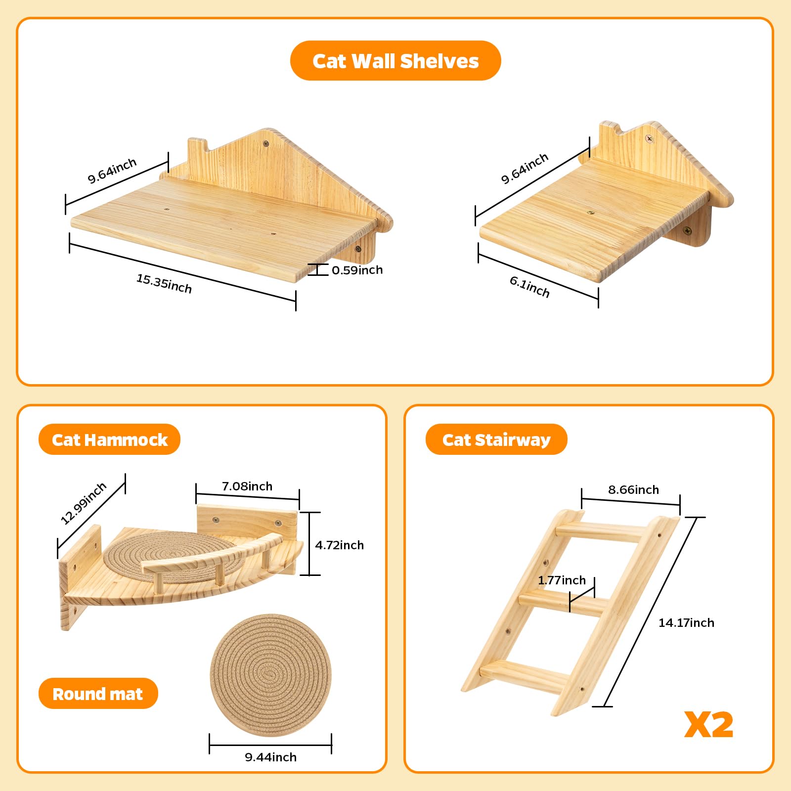 Celestaura Cat Wall Shelves 6 Pcs,Cat Wall Furniture set,Cat Shelves ...