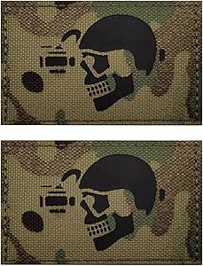 Amazon.com: 2 PCS AliPlus Night Vision Skull Patches IR Infrared Reflective Patch Laser Cut ...
