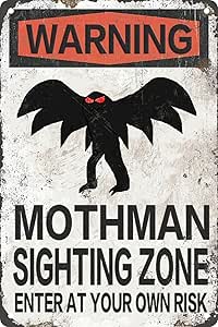 Amazon.com: Warning Mothman Sighting Zone Vintage Metal Tin Sign For ...