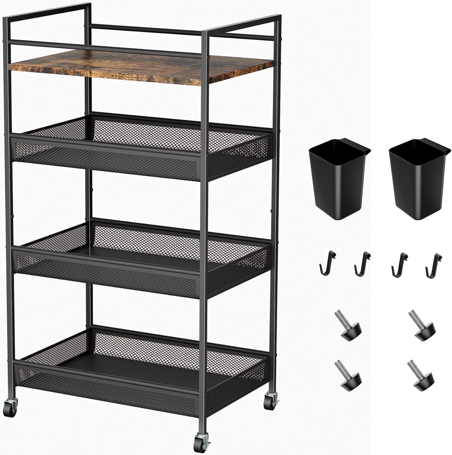 Amazon.com: Jsluiiys 4 Tier Storage Cart, Narrow Shelving Unit for ...