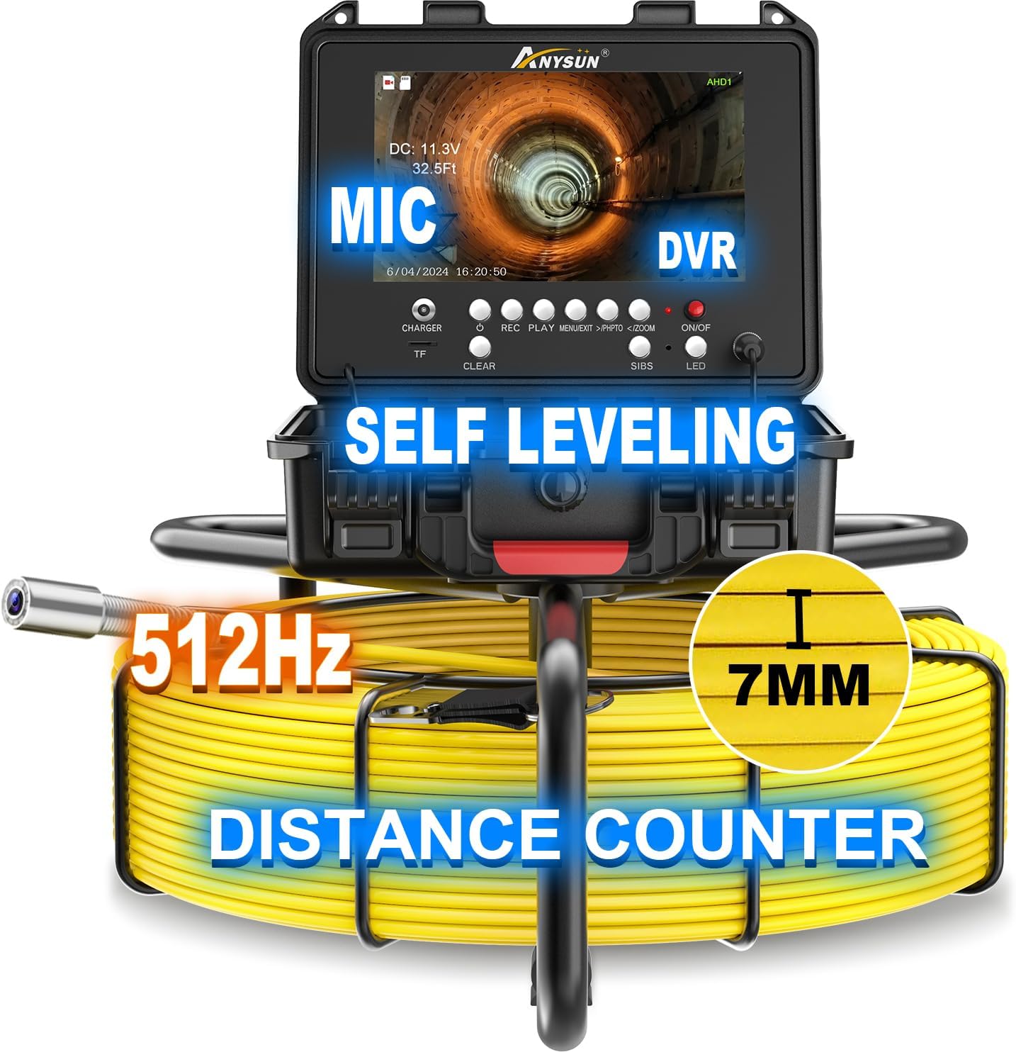 Amazon.com: Anysun Self Leveling Sewer Inspection Camera with 512Hz ...