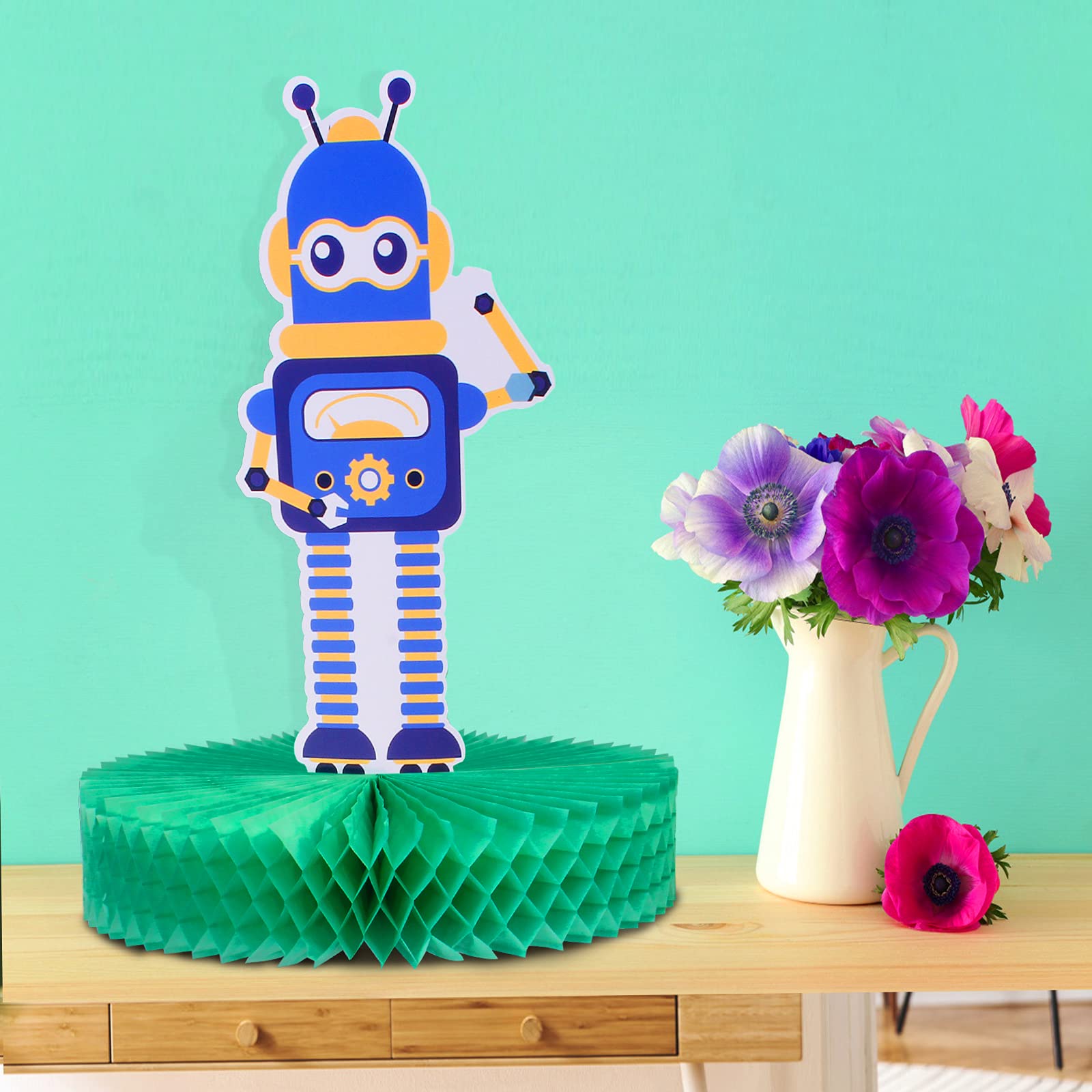Kyson 7 Pieces Robot Party Honeycomb Centerpiece Robot Table Topper kyson-7-pieces-robot-party-honeycomb-centerpiece-robot-table-topper